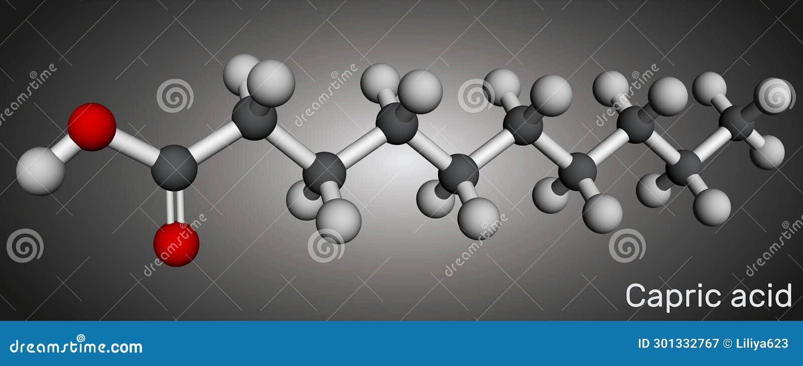 Capric Acid, Decanoic Acid or Decylic Acid Molecule. it is Saturated ...