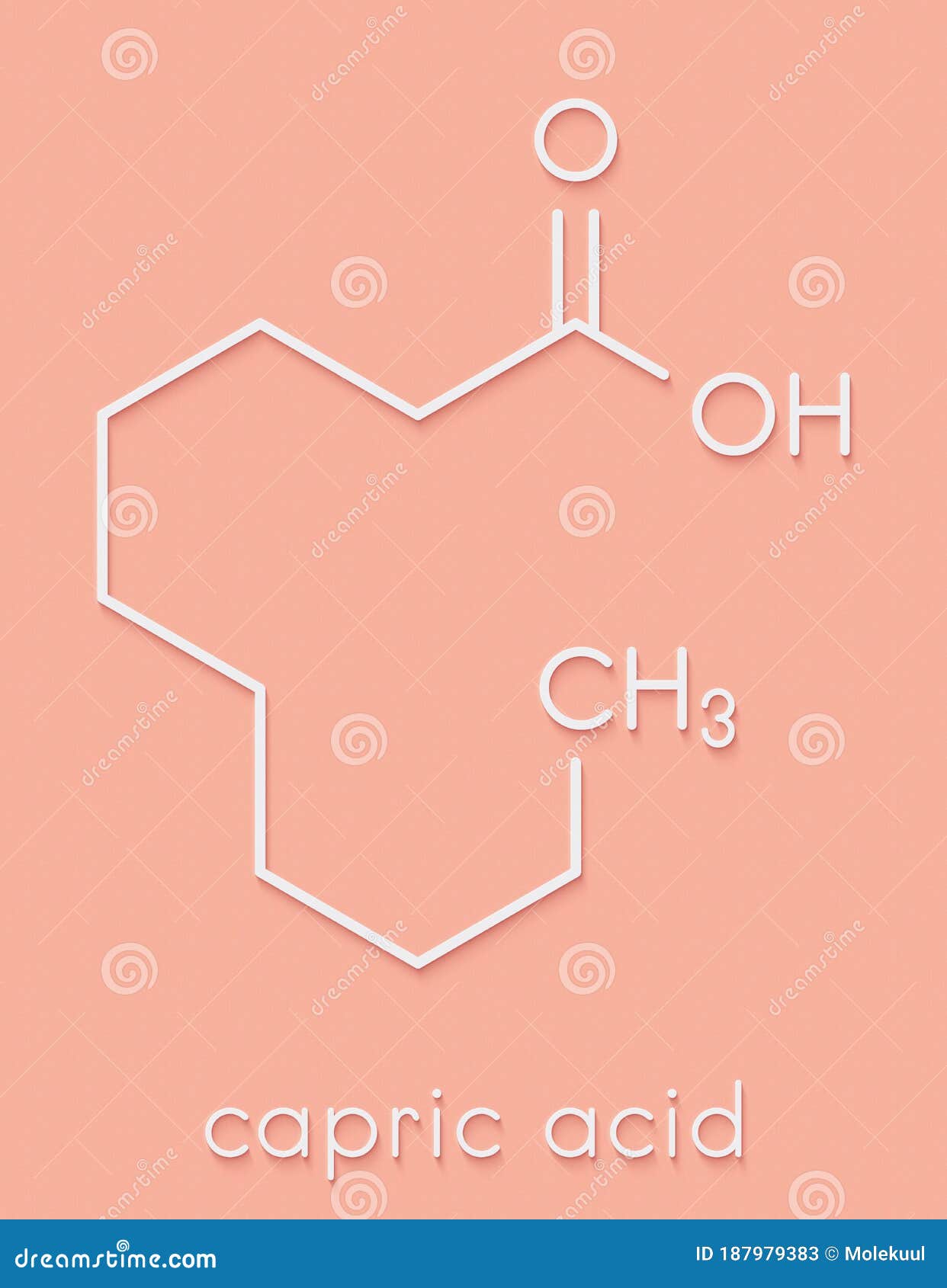 Capric Decanoic Acid Molecule. Common Saturated Fatty Acid. Skeletal ...