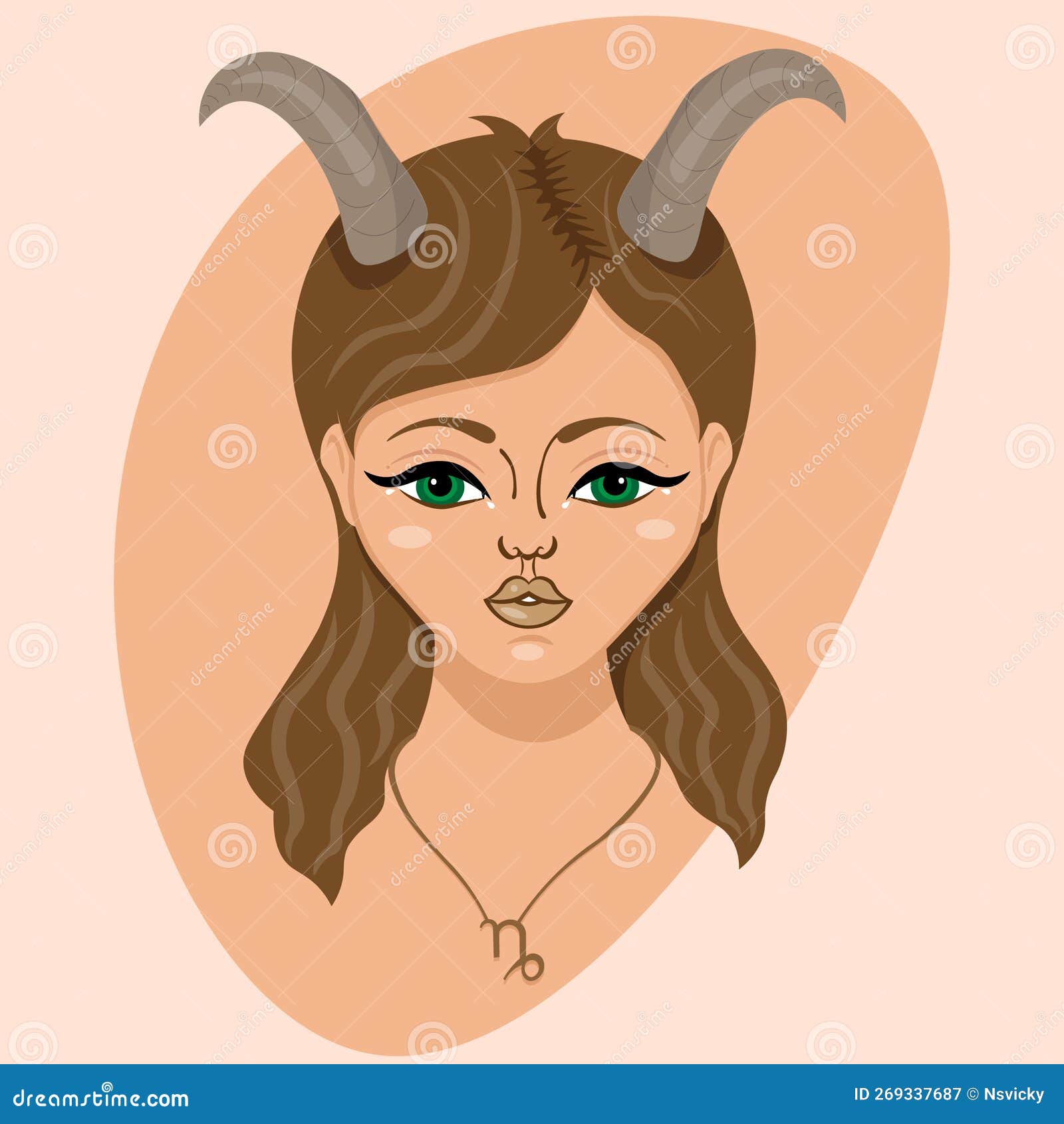Beautiful Face of Capricorn Woman Zodiac Sign. Horoscope Symbol Stock ...