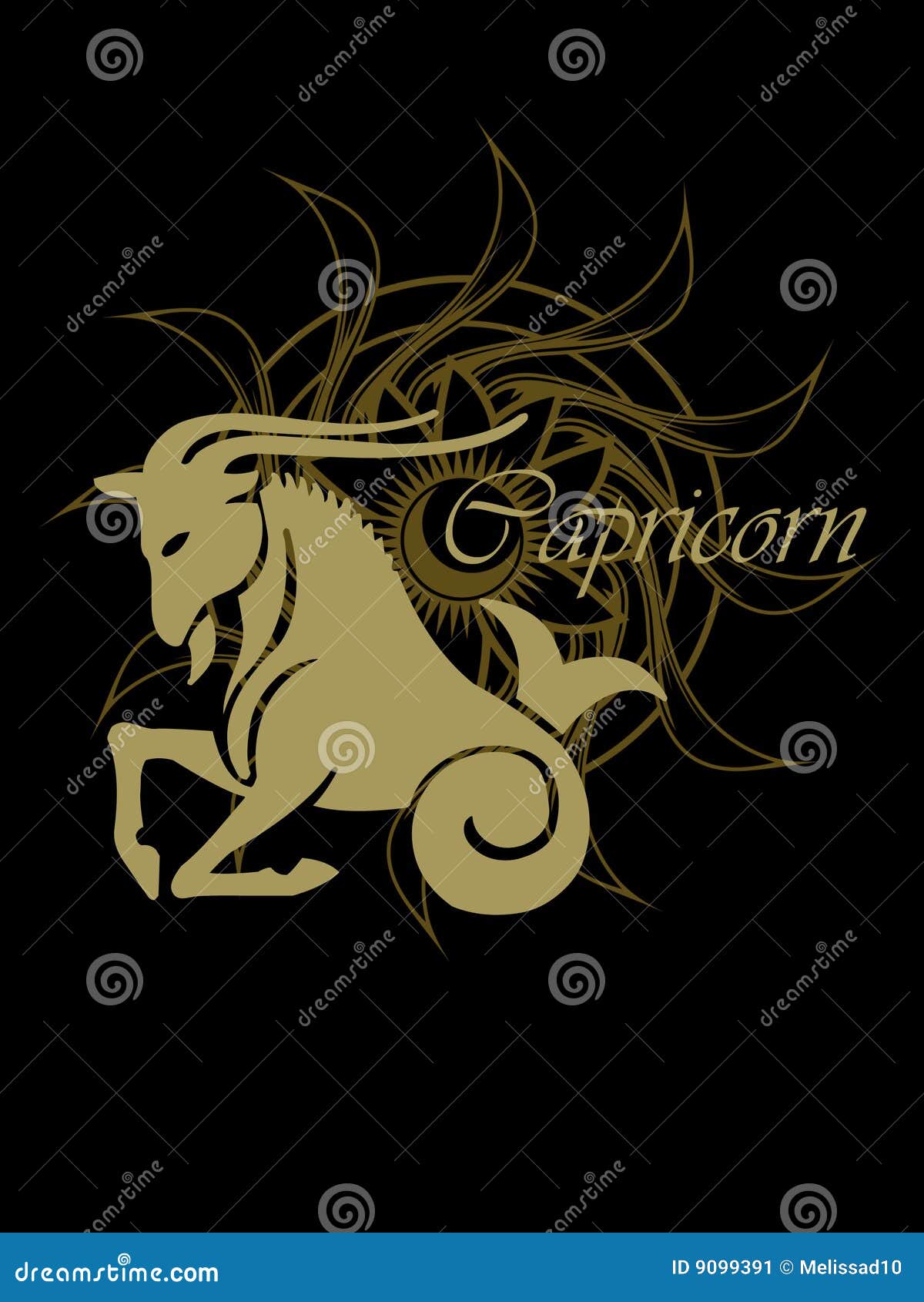 Capricorn zodiac sign stock illustration. Illustration of artistic ...