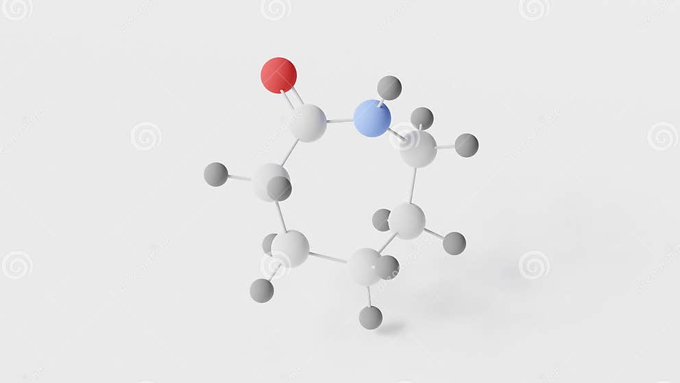Caprolactam Molecule 3d, Molecular Structure, Ball and Stick Model ...