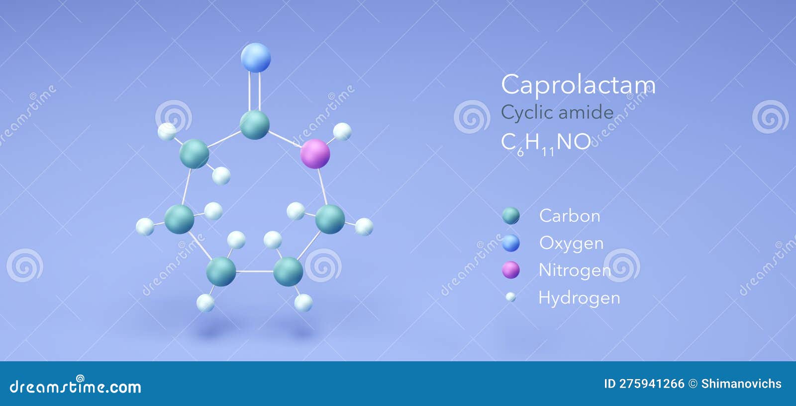 Caprolactam Molecule, Molecular Structures, Cyclic Amide, 3d Model ...