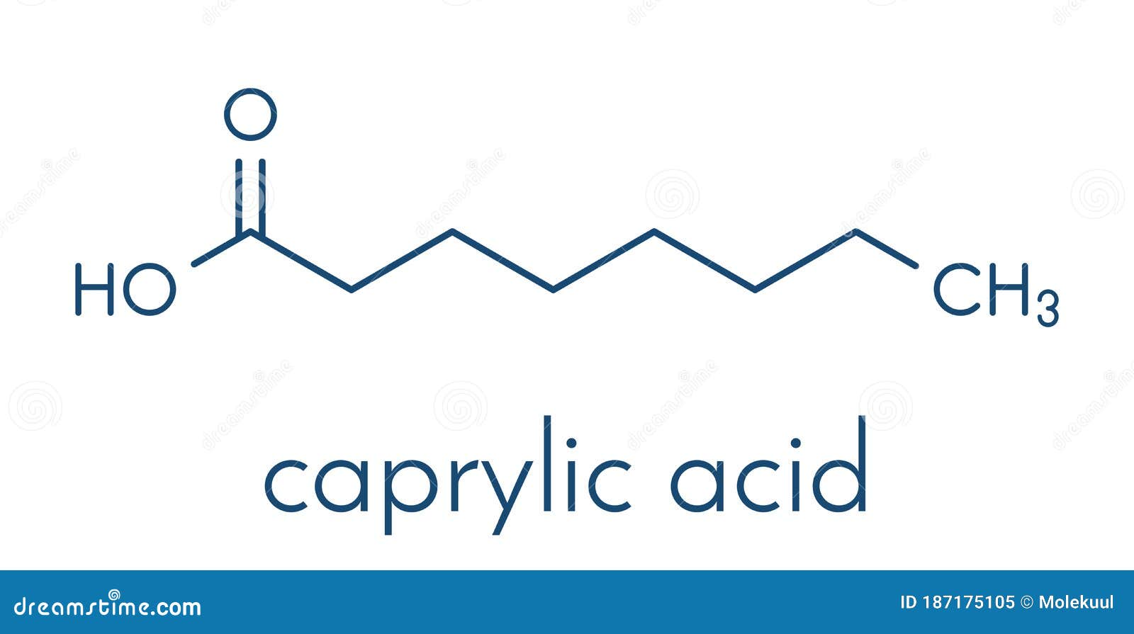 Caprylic Octanoic Acid Molecule. Common Saturated Medium-chain Fatty ...