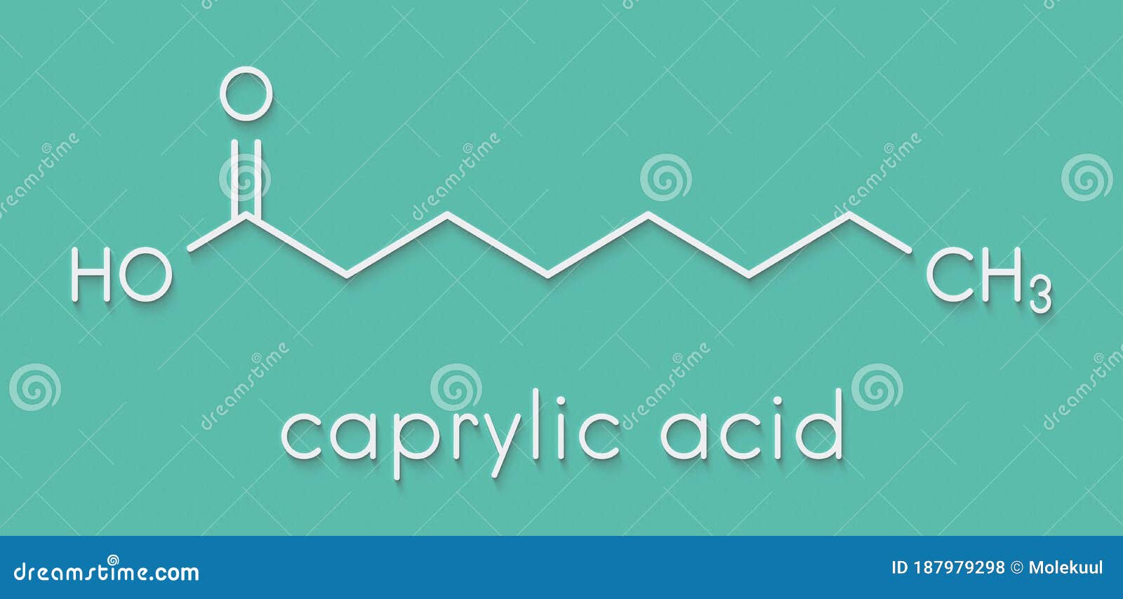 Caprylic Octanoic Acid Molecule. Common Saturated Medium-chain Fatty ...