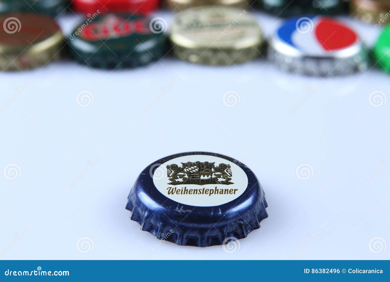 Caps of beer and beverage editorial photo. Image of sale - 86382496