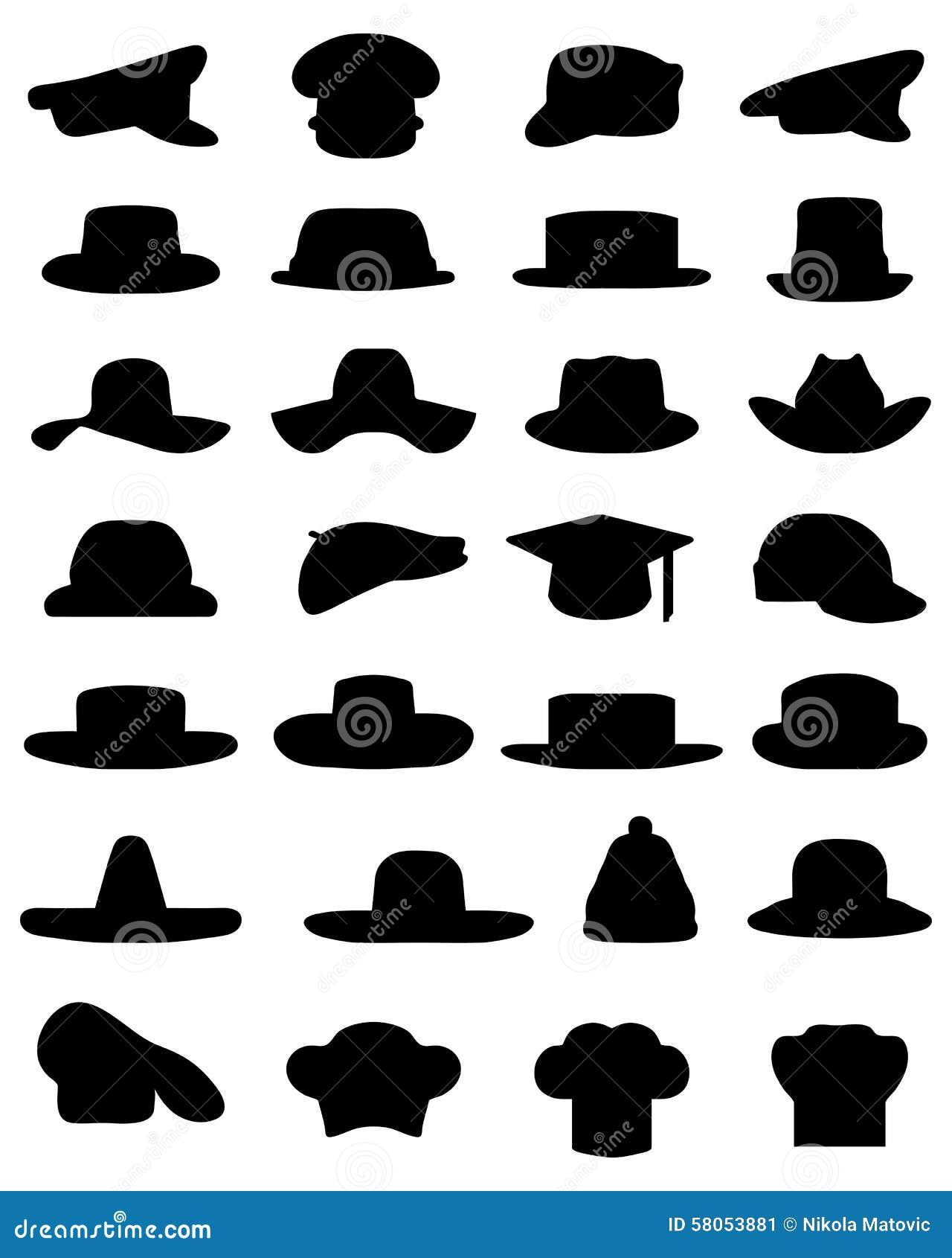 Caps and hats stock illustration. Illustration of cowboy - 58053881
