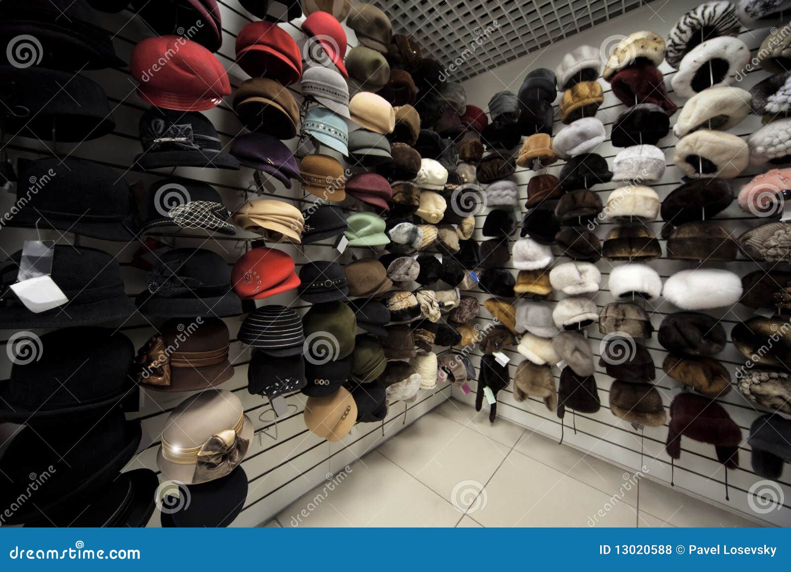 Caps, Hats and Other Headdres in Shop Stock Photo - Image of caps ...
