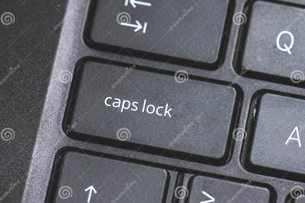 Caps Lock Key on a Black Laptop Keyboard.. Stock Image - Image of open ...