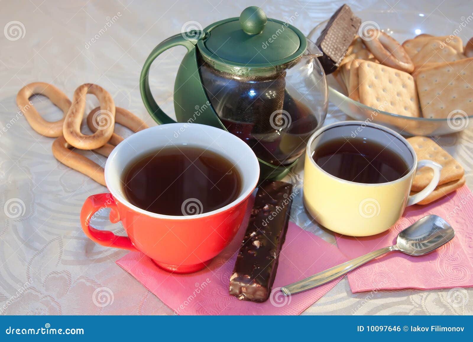 Caps of tea stock photo. Image of cooky, pastry, clear - 10097646