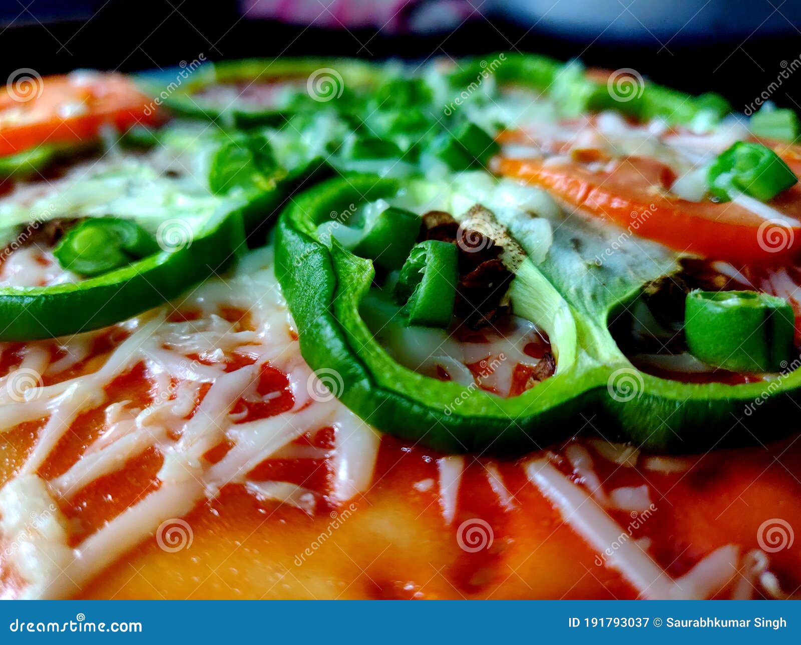 Capsicum Cheese and Red Tomato Sauce on a Pizza Stock Image - Image of ...