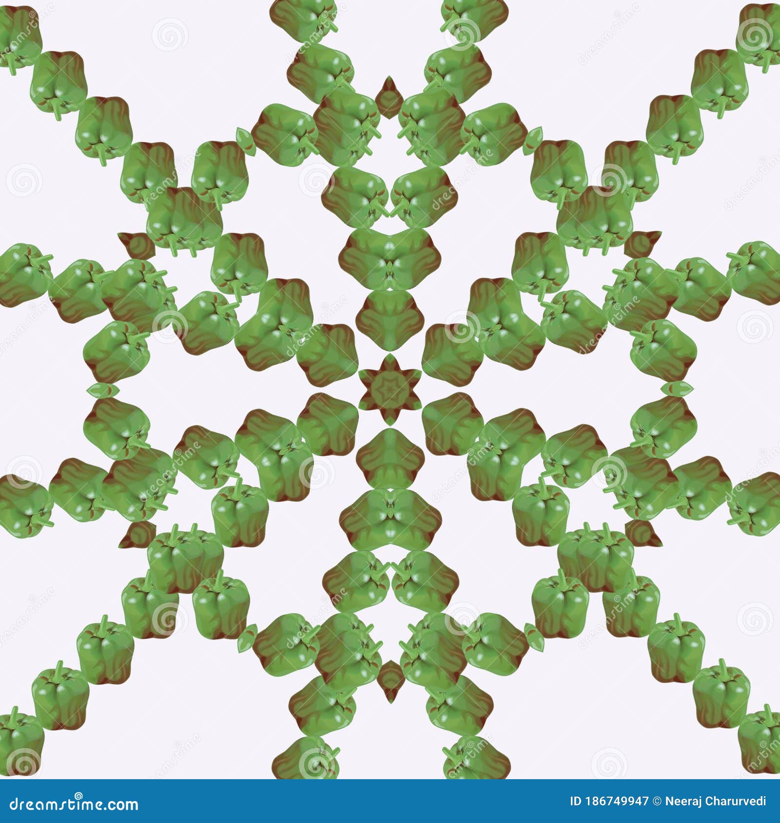 Capsicum Vegetable Tile Texture in Center Flower Circle Shape Pattern ...