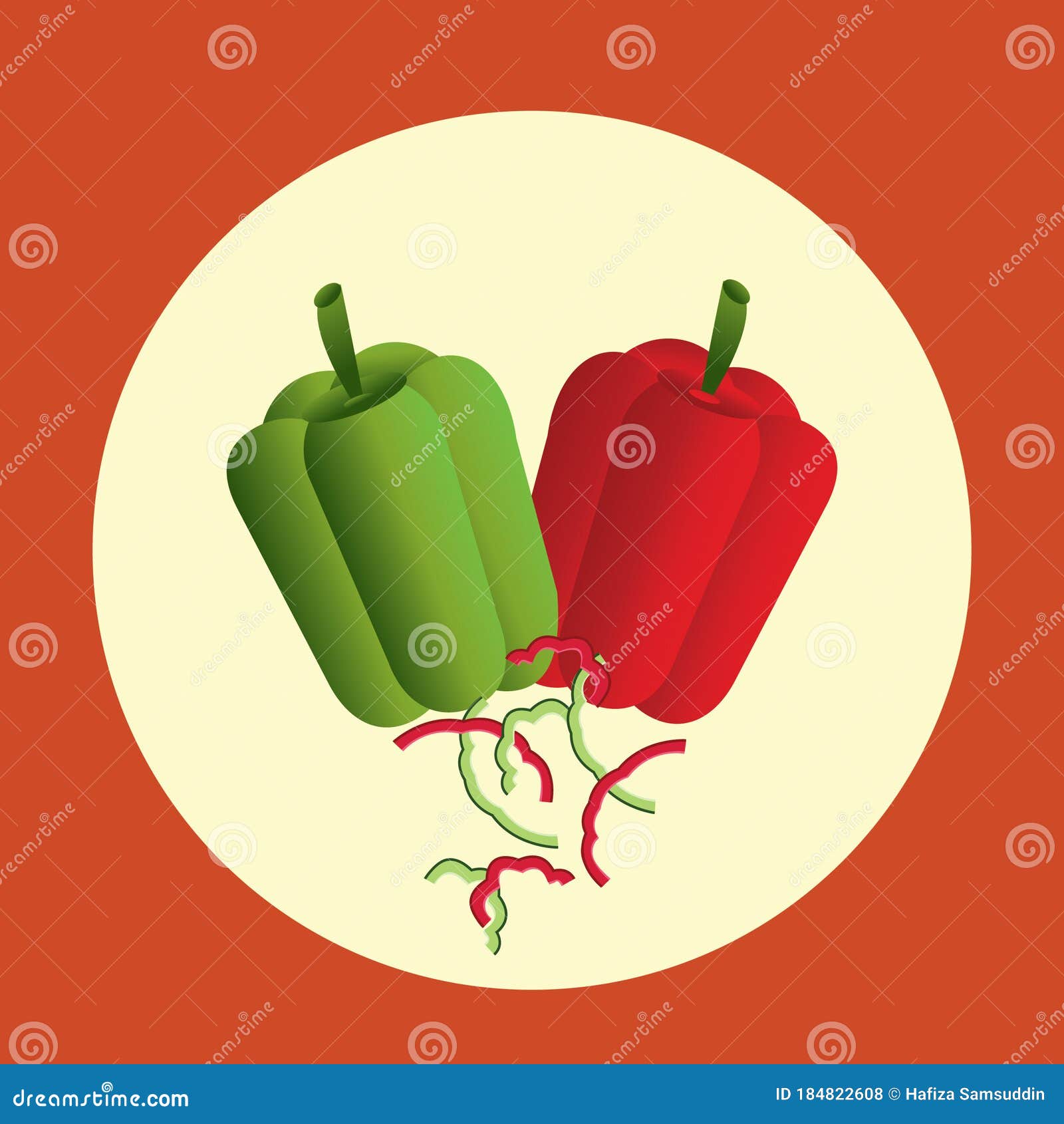 Capsicums Vector Illustration Hand Drawn Vegetable Cartoon Art ...