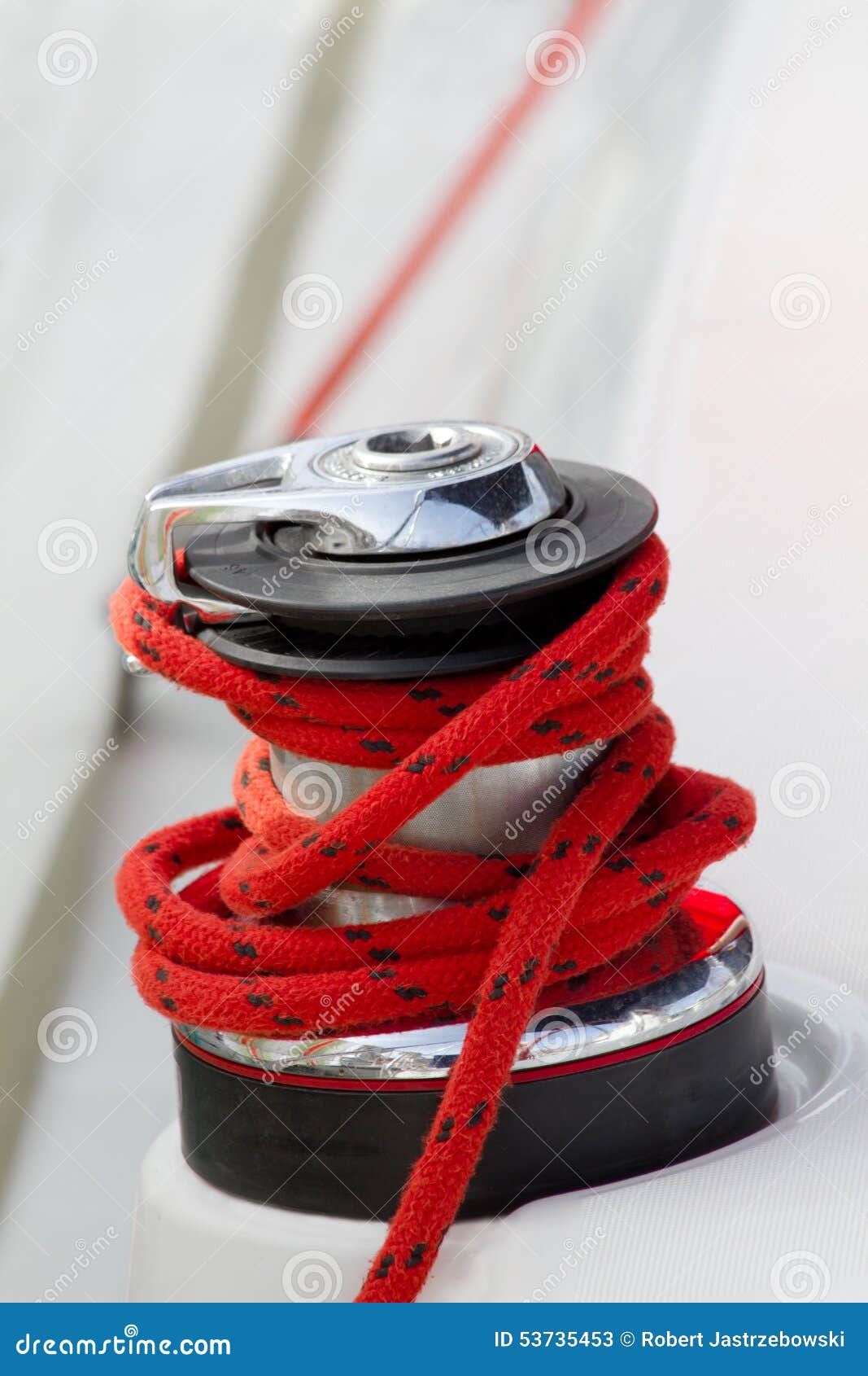 Capstan on the Deck of Sailing Yacht Stock Image - Image of rigging ...