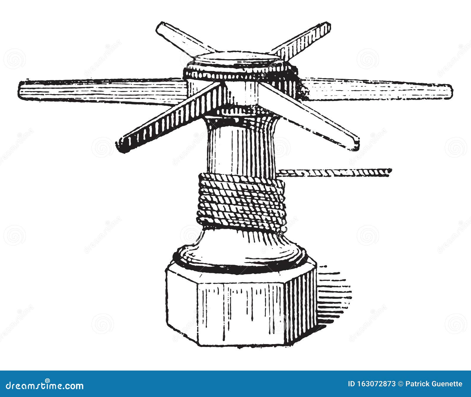 Capstan, vintage engraving stock vector. Illustration of nautical ...