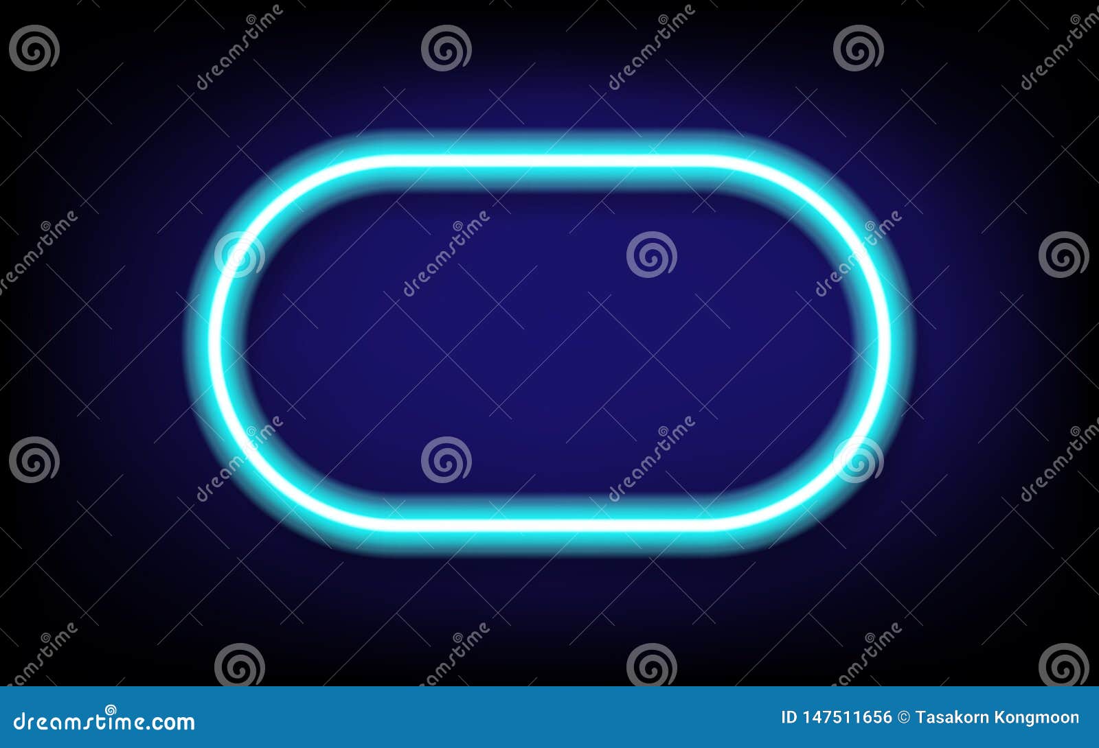 Capsule Blue Neon Tube Frame with Shadow,vector Illustration Stock ...