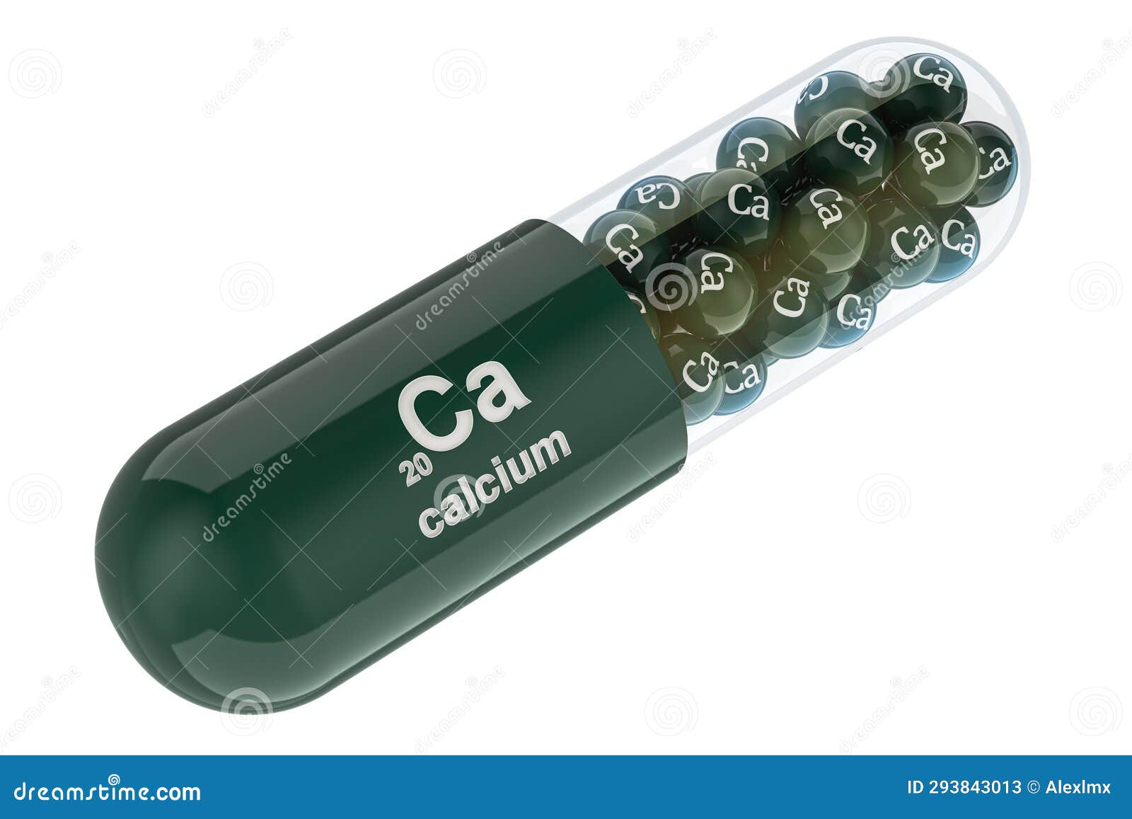 Capsule with Ca, Calcium. 3D Rendering Stock Illustration ...
