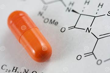 A Capsule and Chemical Formula Stock Photo - Image of glyptic ...
