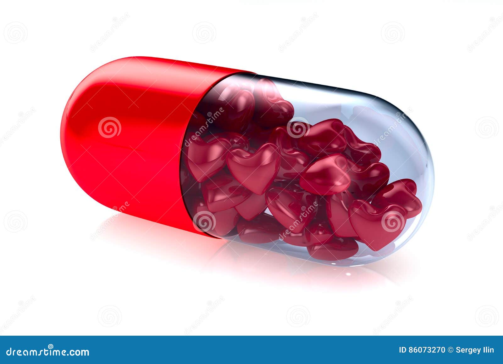 Capsule with Heart on White Background. Isolated 3D Stock Illustration ...