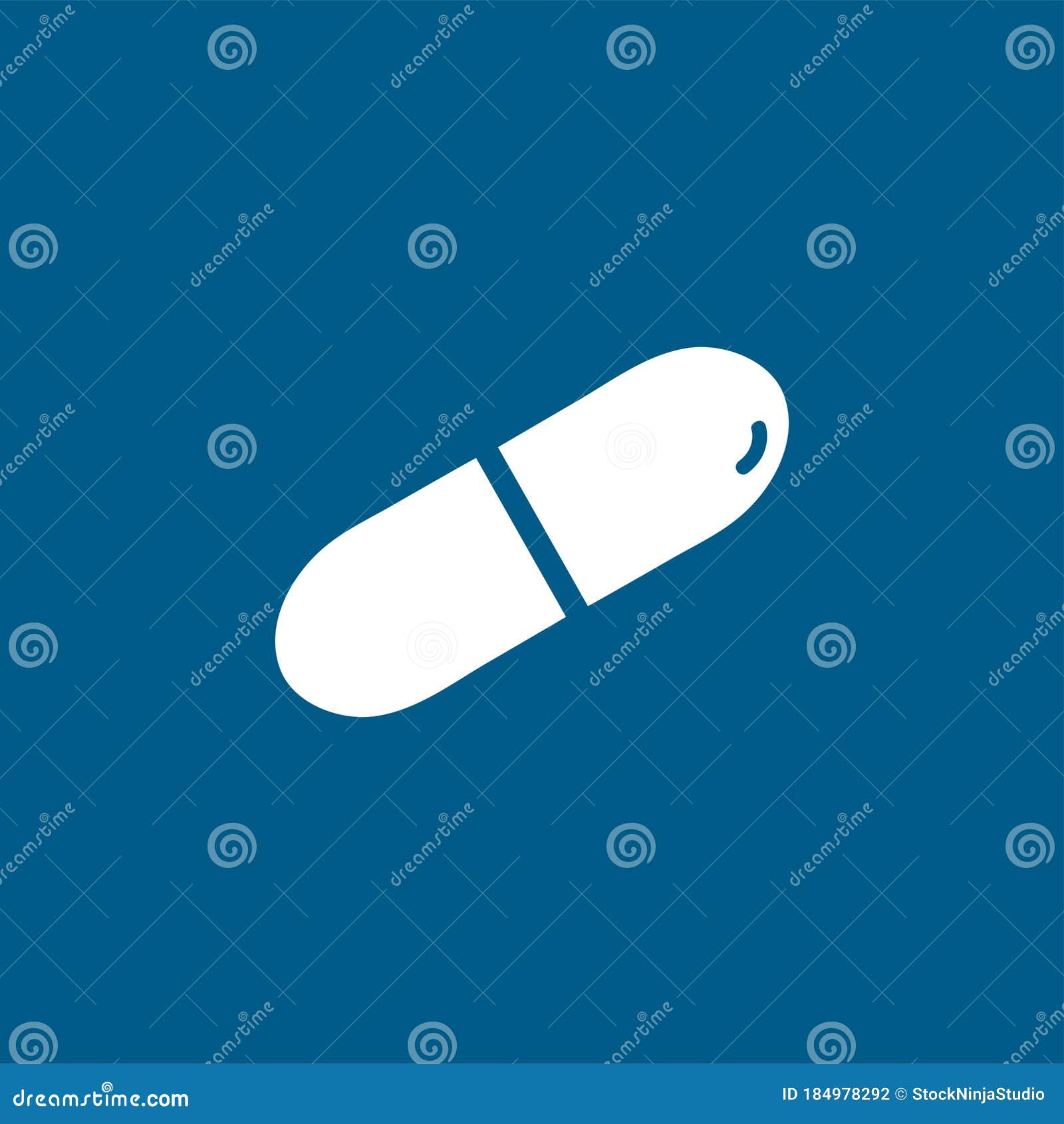 Capsule Icon on Blue Background. Blue Flat Style Vector Illustration ...