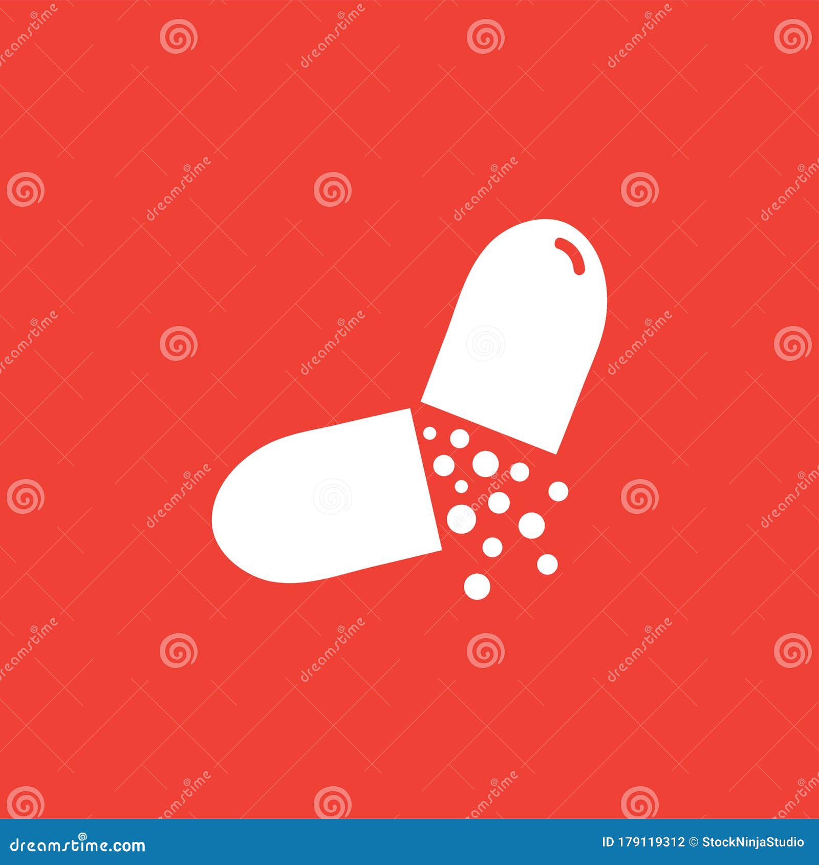 Capsule Icon on Red Background. Red Flat Style Vector Illustration ...