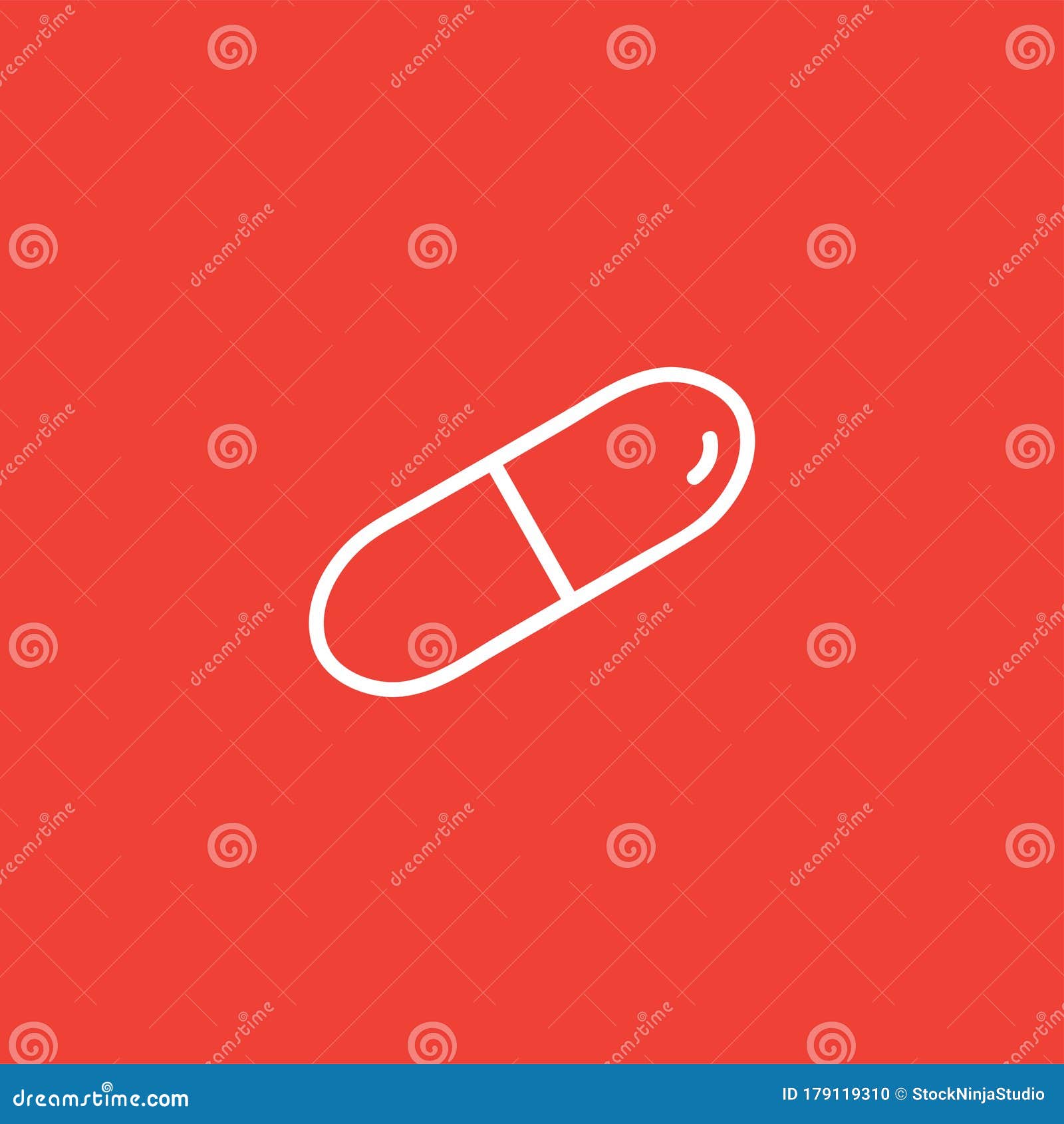 Capsule Line Icon on Red Background. Red Flat Style Vector Illustration ...