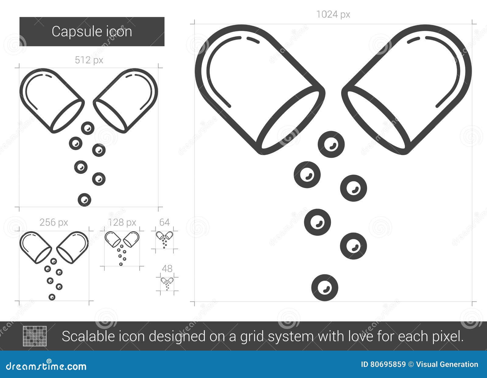 Capsule line icon. stock vector. Illustration of design - 80695859