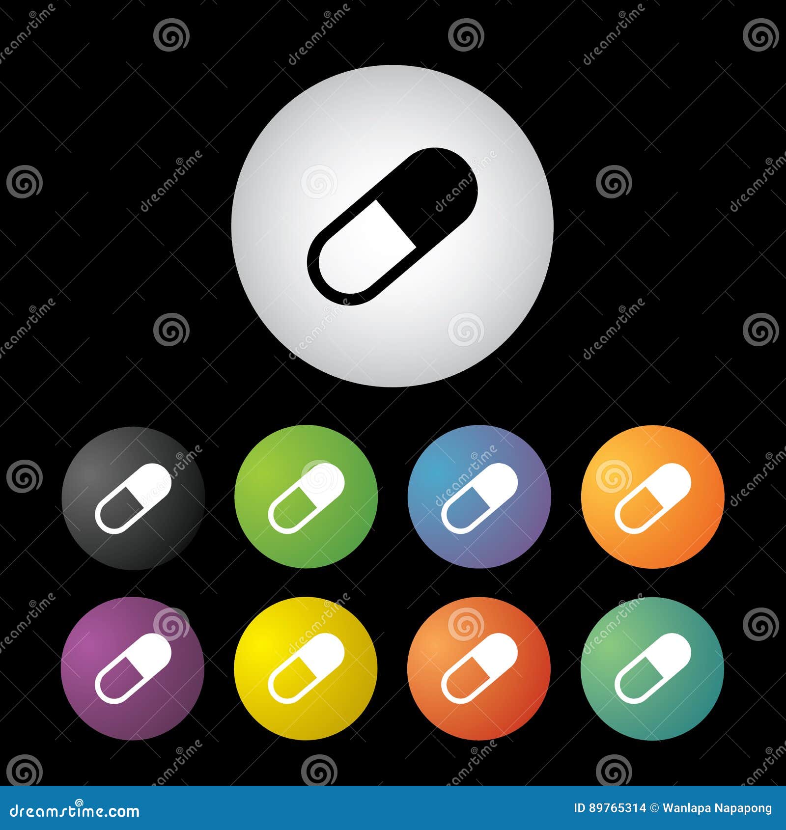 Capsule Medicine Button Set Stock Vector - Illustration of health ...