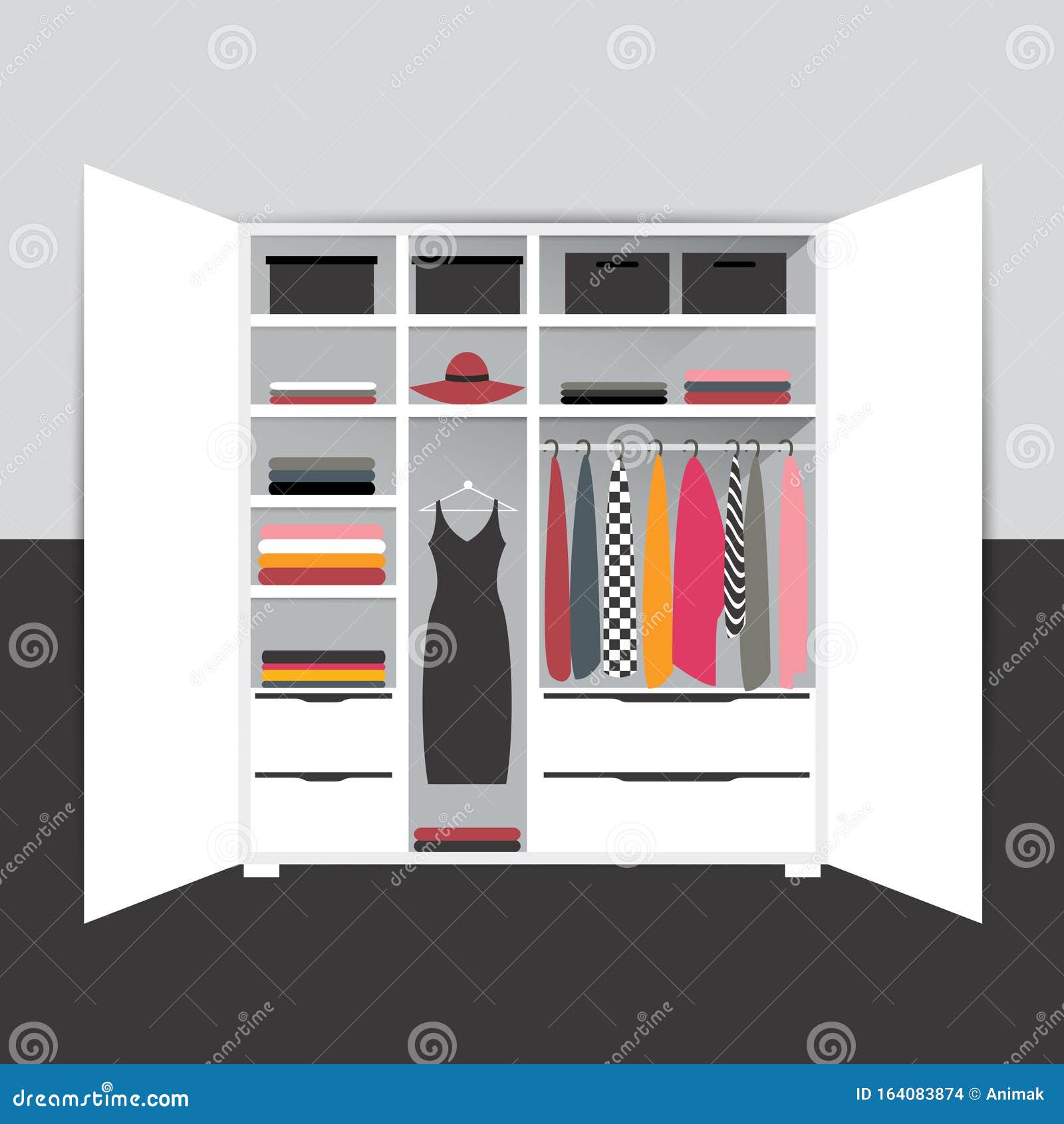 Capsule Minimalistic Wardrobe. Stock Vector - Illustration of furniture ...