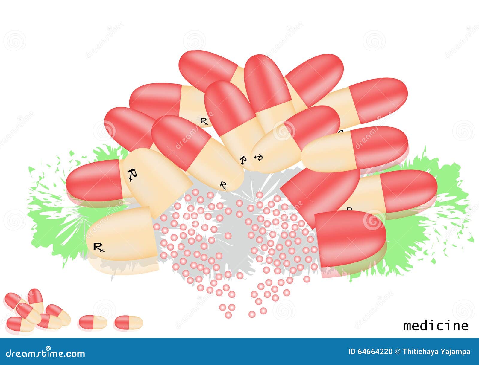 The Capsule is Opened in Tablets, Granules. Stock Vector - Illustration ...