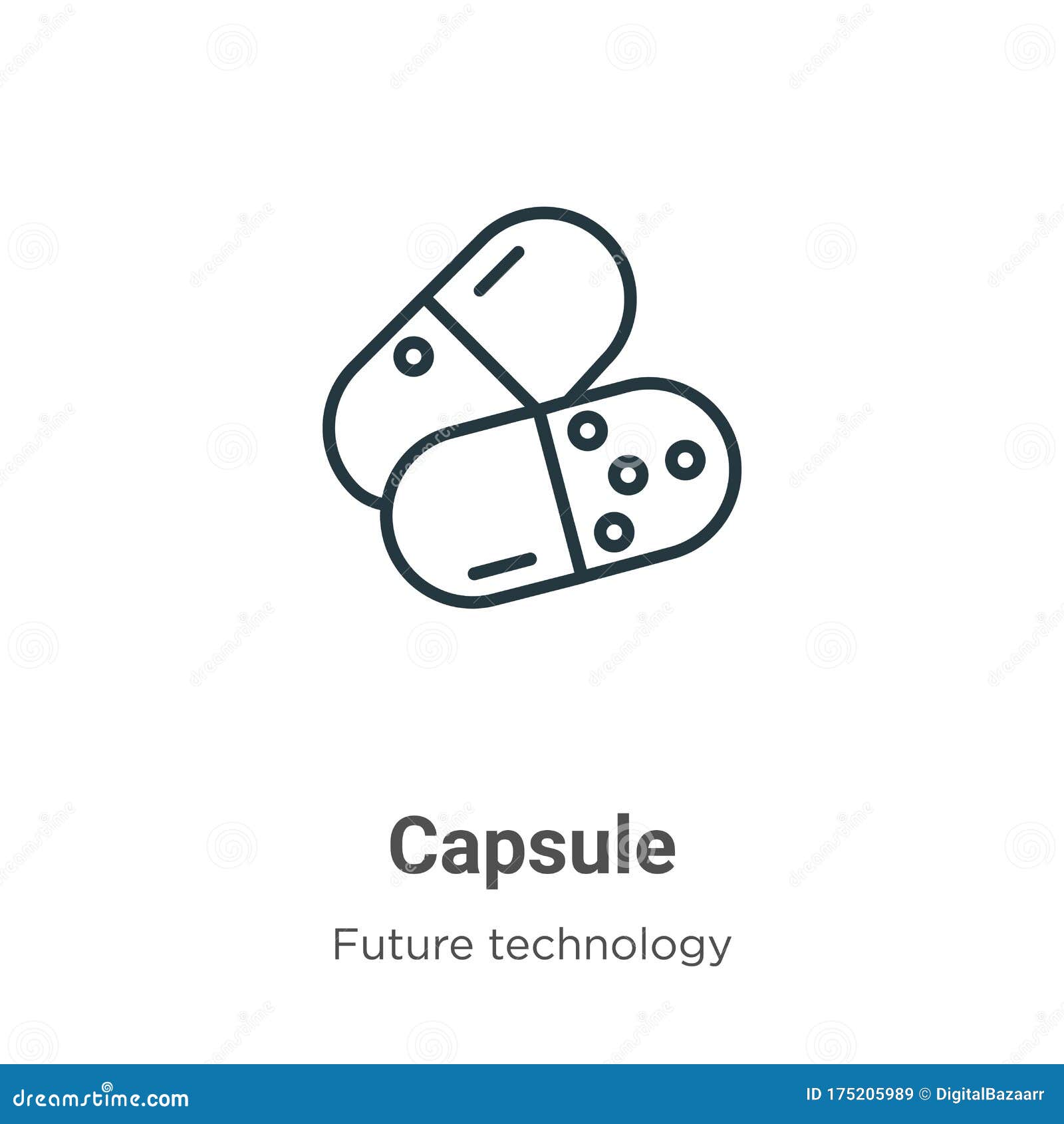 Capsule Outline Vector Icon. Thin Line Black Capsule Icon, Flat Vector ...