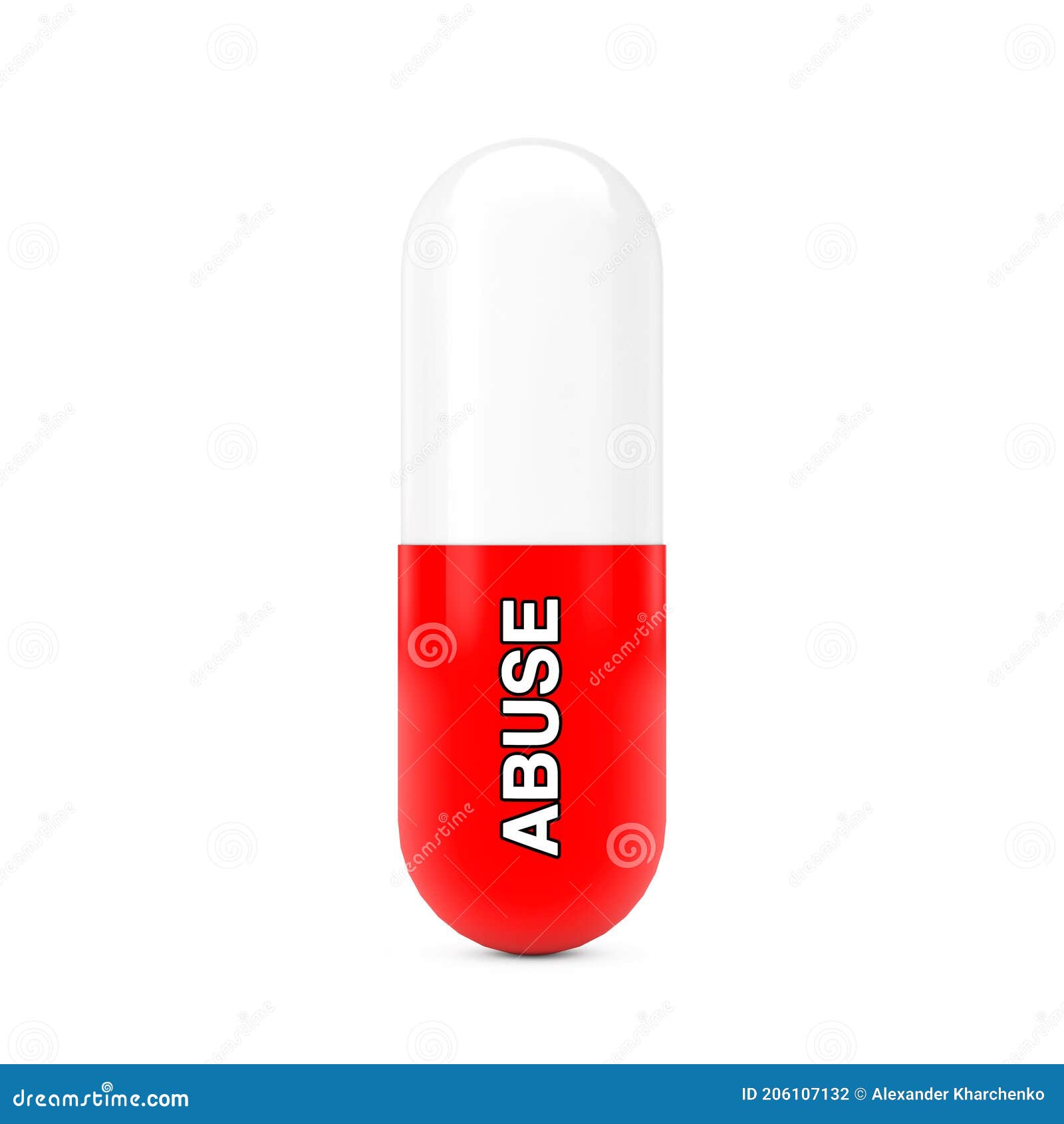 Capsule Pill with Abuse Sign. 3d Rendering Stock Illustration ...