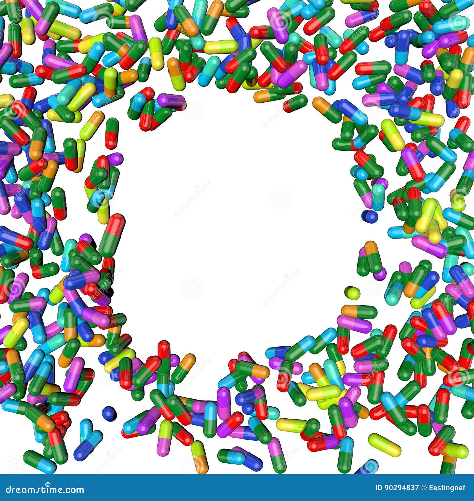 Capsule Pills.Circle Frame. on White Background Stock Illustration ...