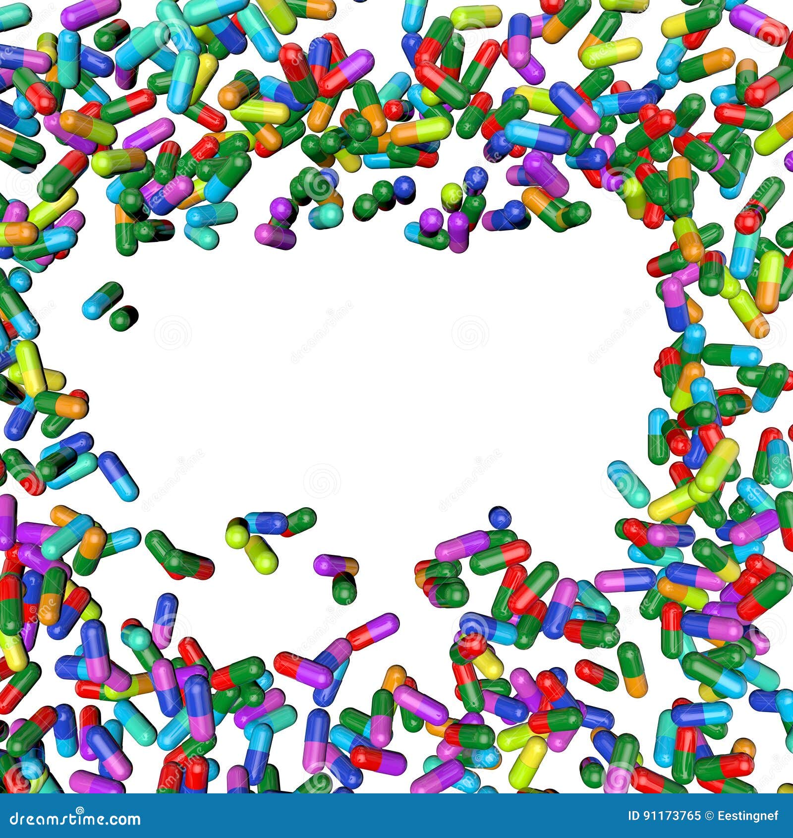 Capsule Pills.Rectangle Frame. Isolated on White Background Stock ...