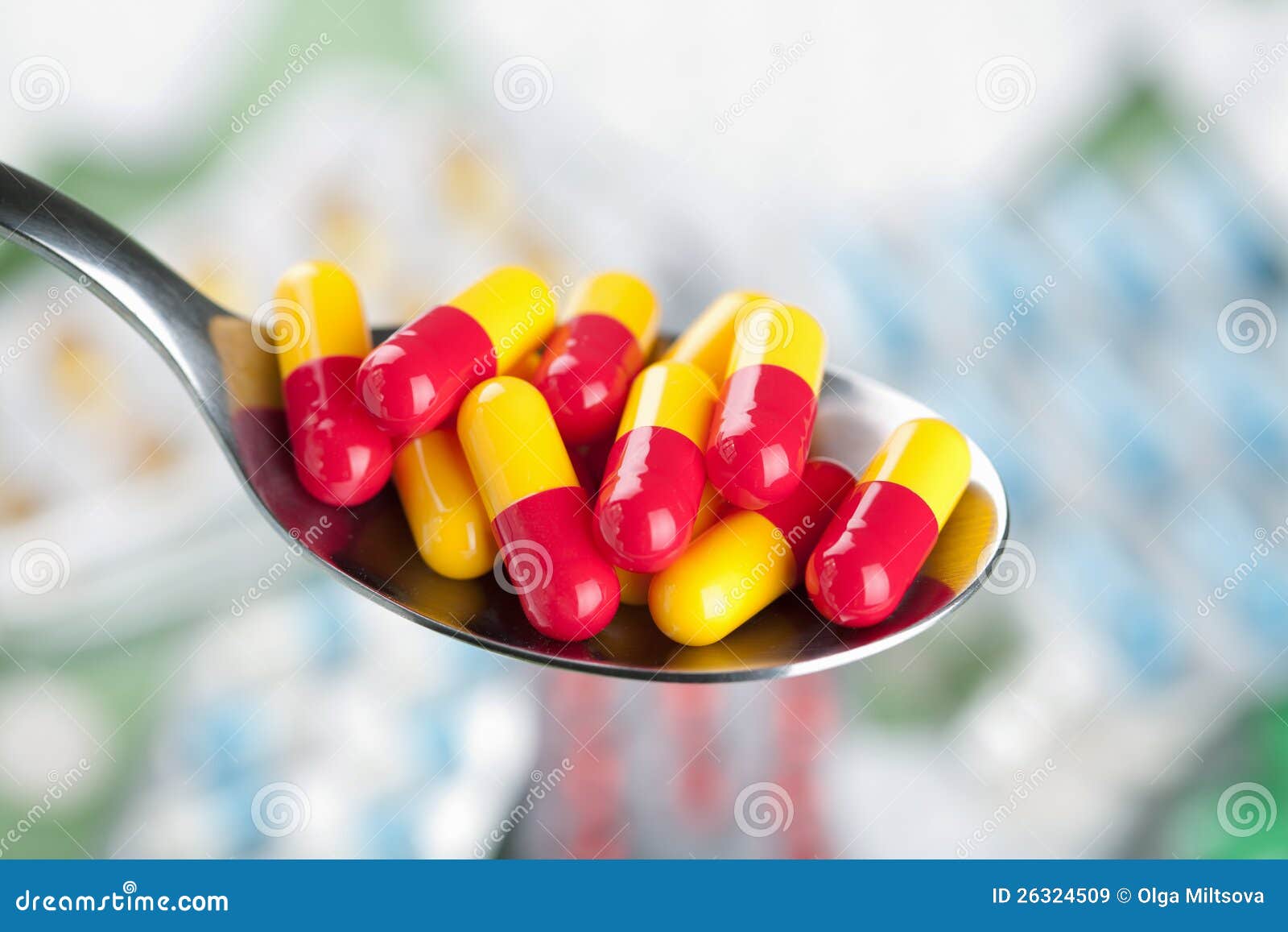 Capsule pills in spoon stock image. Image of medicine - 26324509