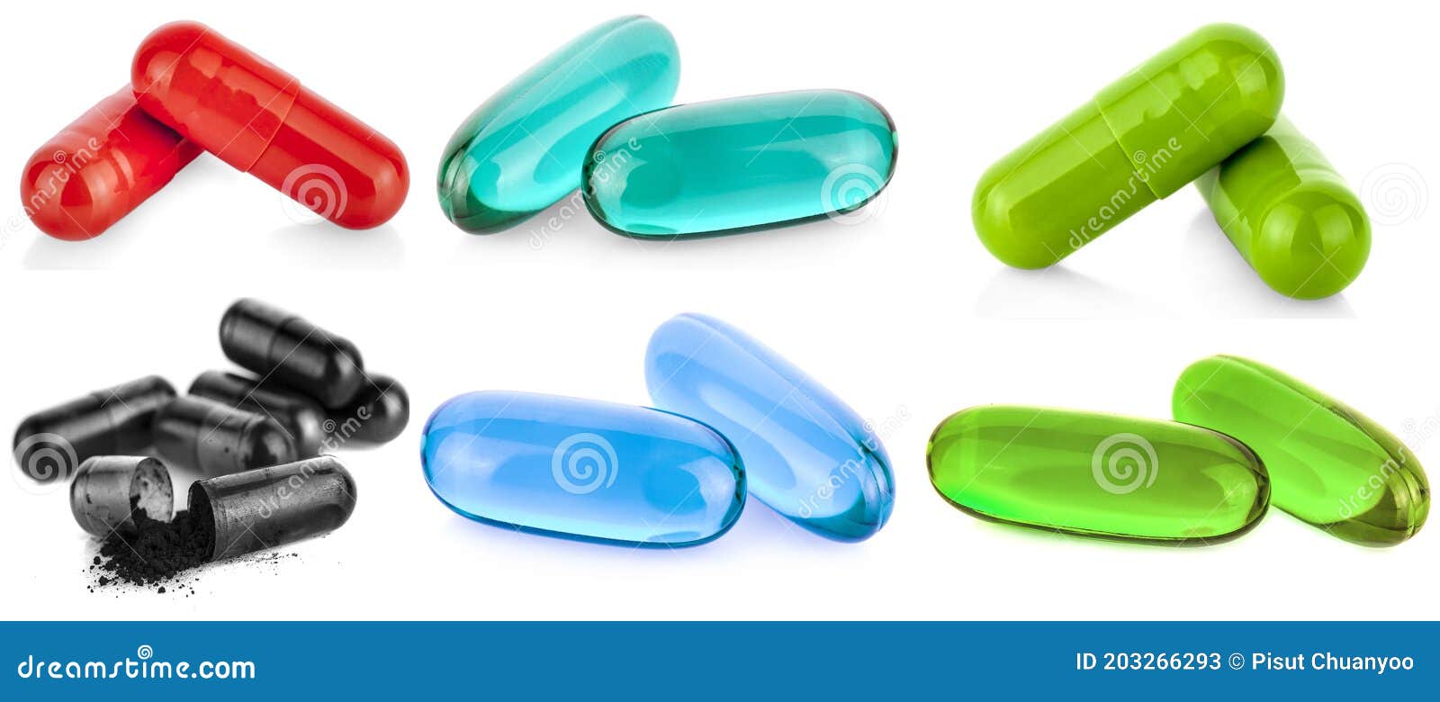 Capsule and Powder Isolated on White Background Stock Image - Image of ...