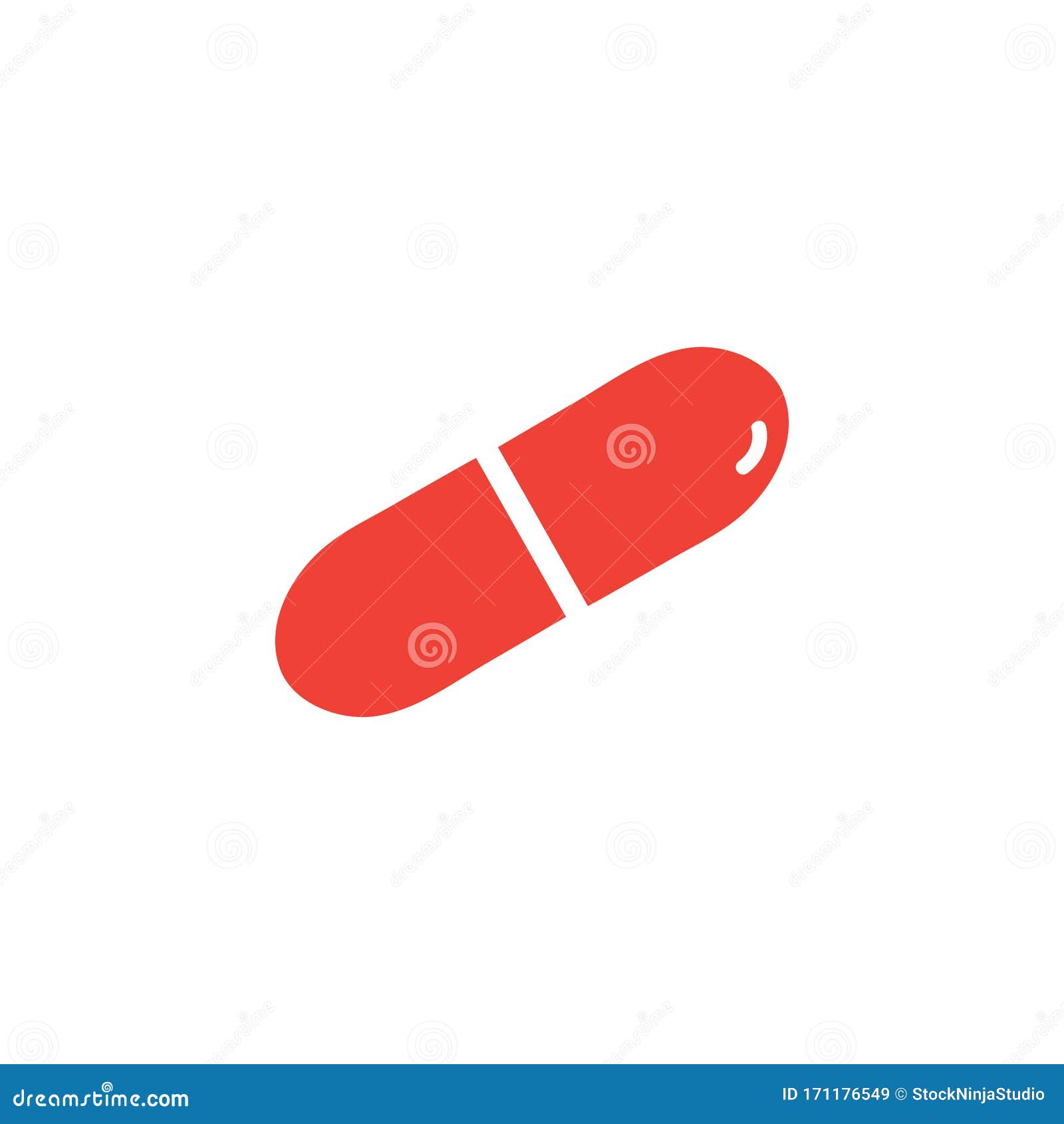 Capsule Red Icon on White Background. Red Flat Style Vector ...
