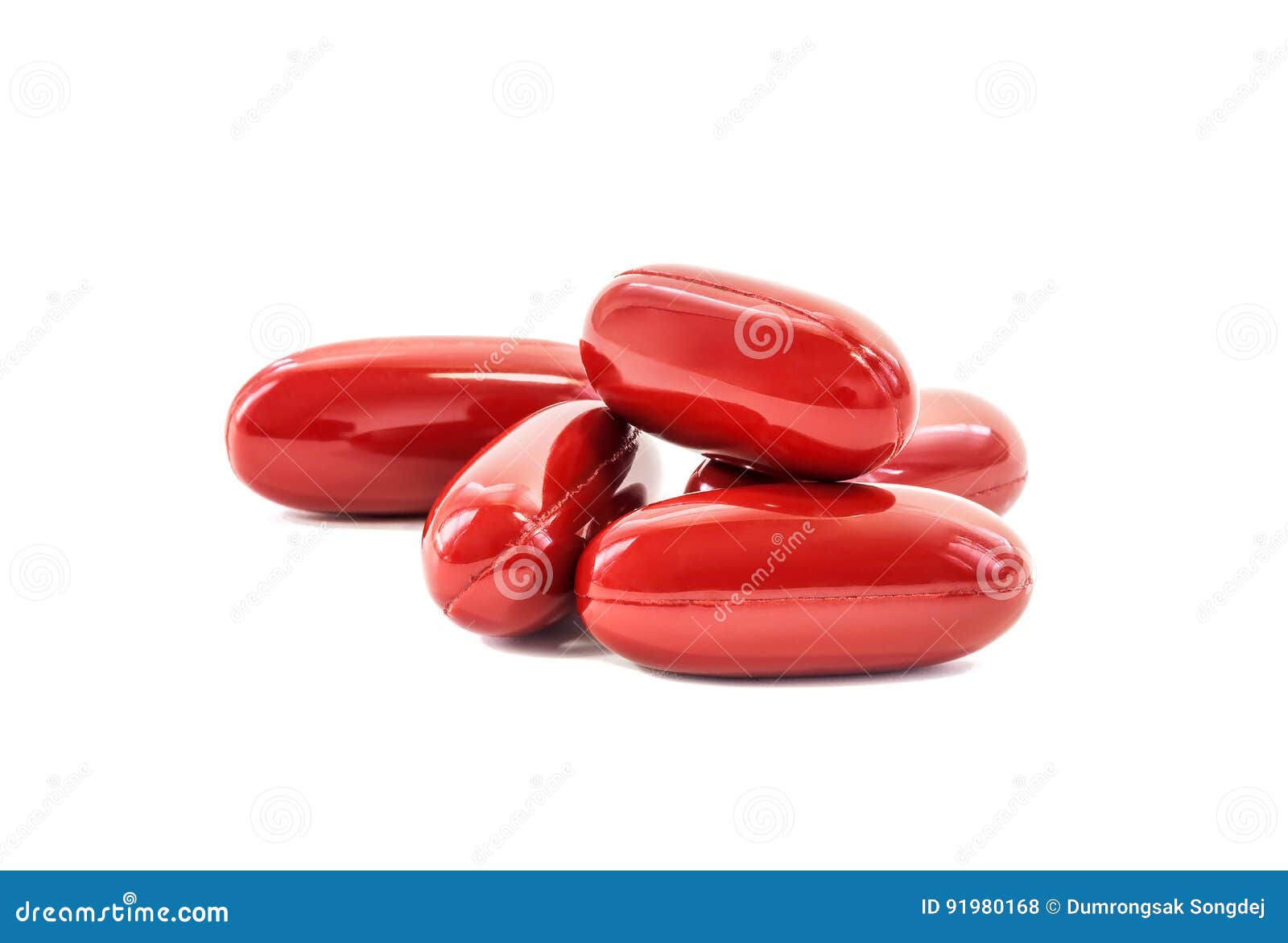 Capsule Rosse Di Supplemento Isolate Su Fondo Bianco Fotografia Stock ...