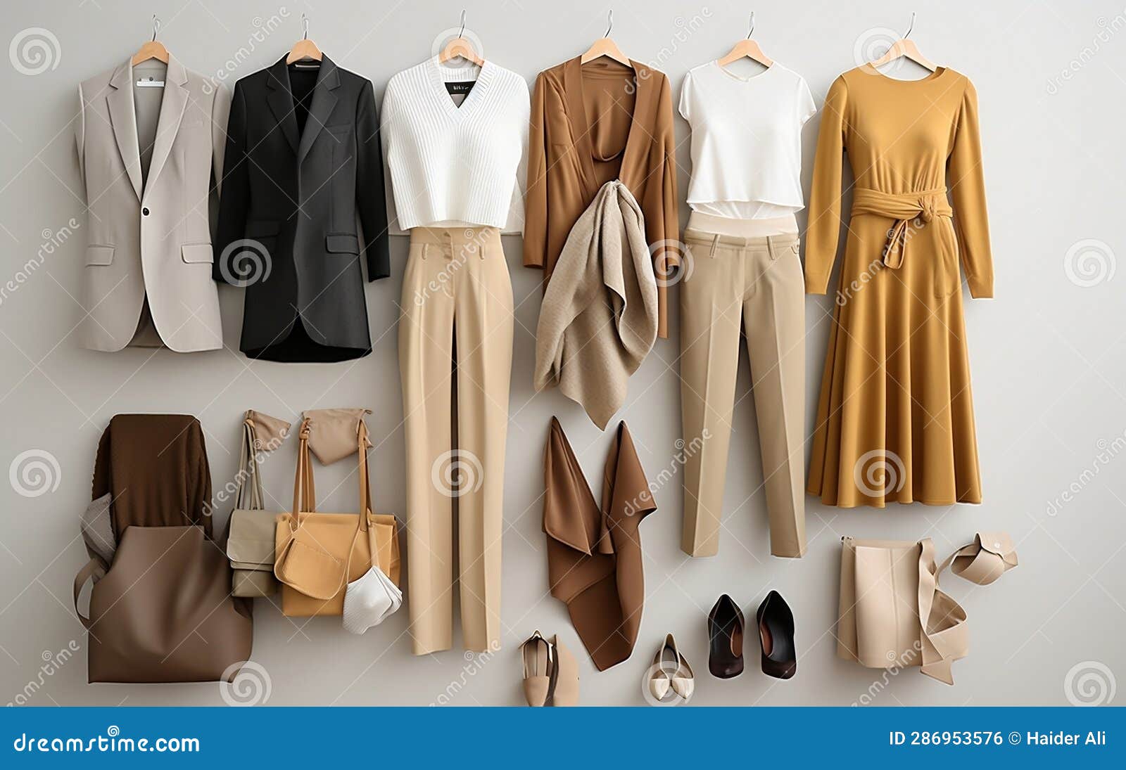 Capsule Wardrobe Fashion Collection. Generative AI Stock Illustration ...