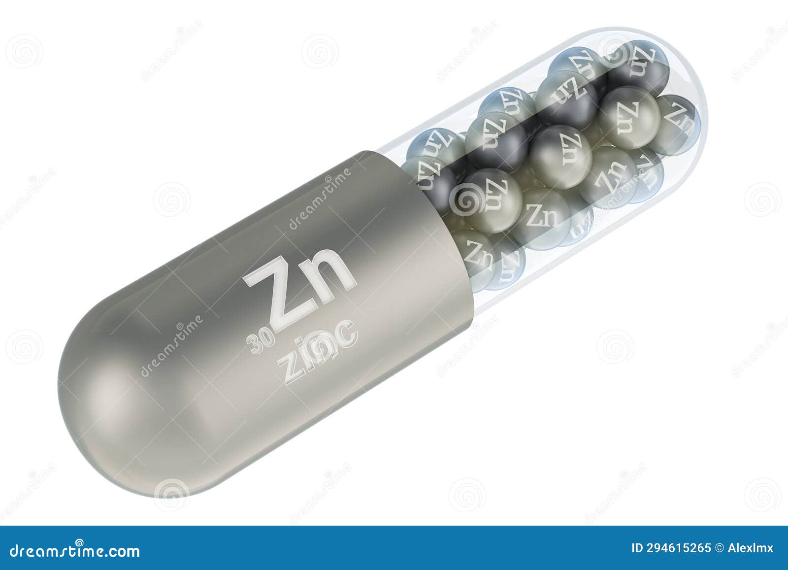 Capsule with Zinc Zn Element, 3D Rendering Stock Illustration ...