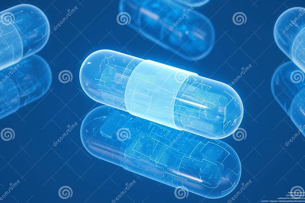 Capsules Exhibit Advanced Blue Tech Design Elements, Rendered Three ...