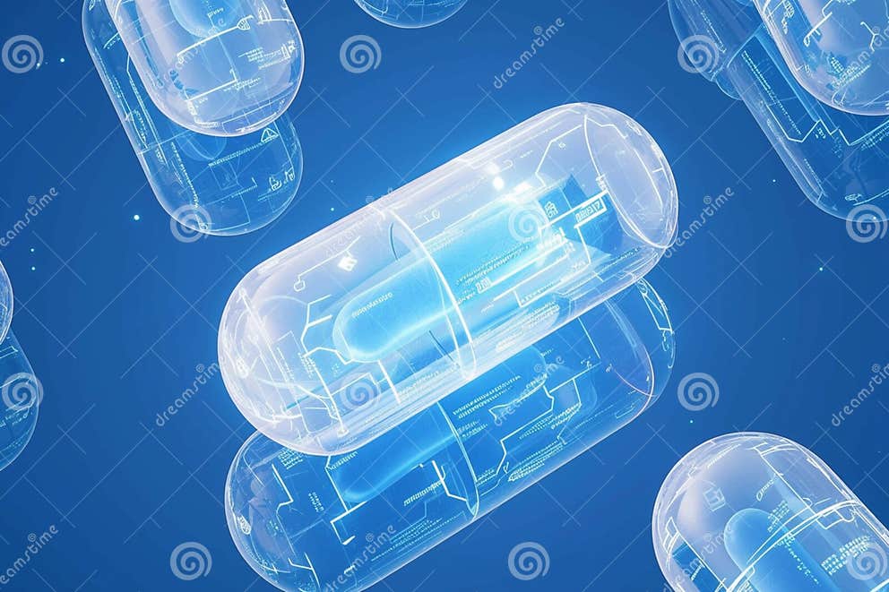 Capsules Exhibit Advanced Blue Tech Design Elements, Rendered Three ...