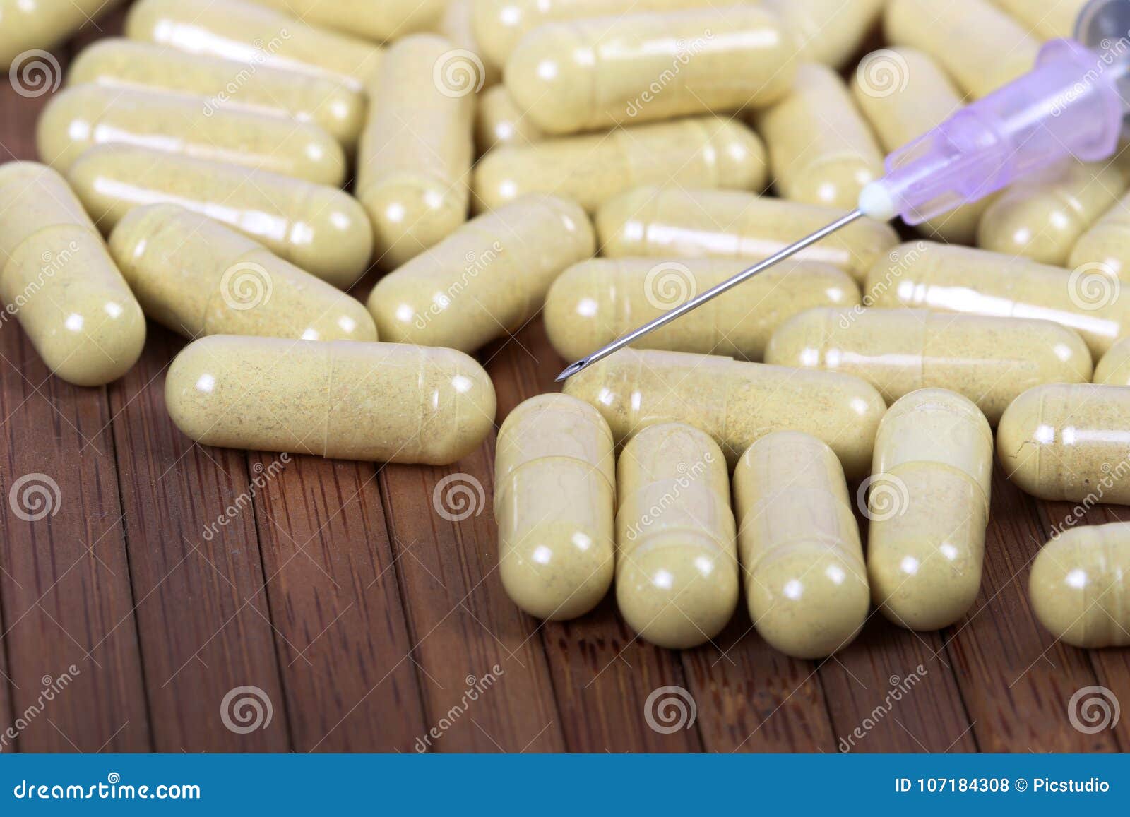 Capsules and injection stock photo. Image of sharp, cure - 107184308