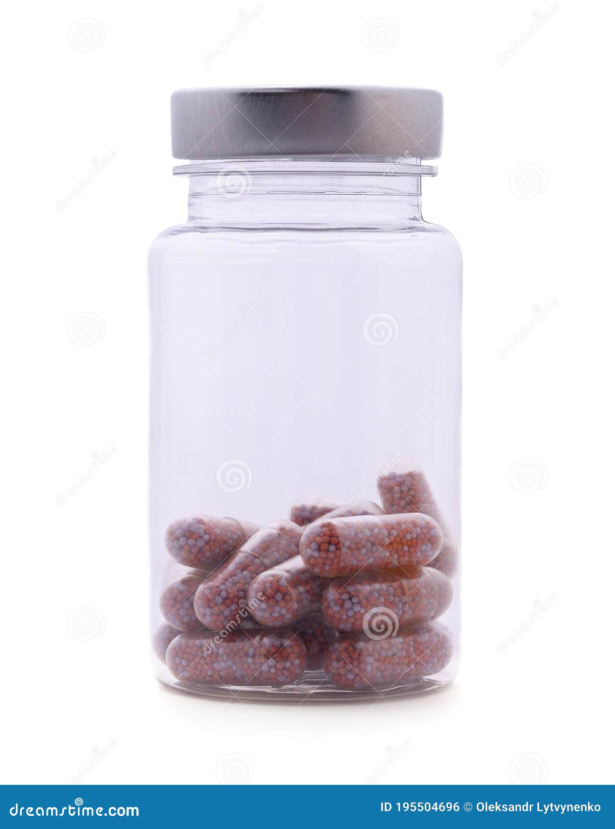 Capsules in jar stock photo. Image of isolated, container - 195504696