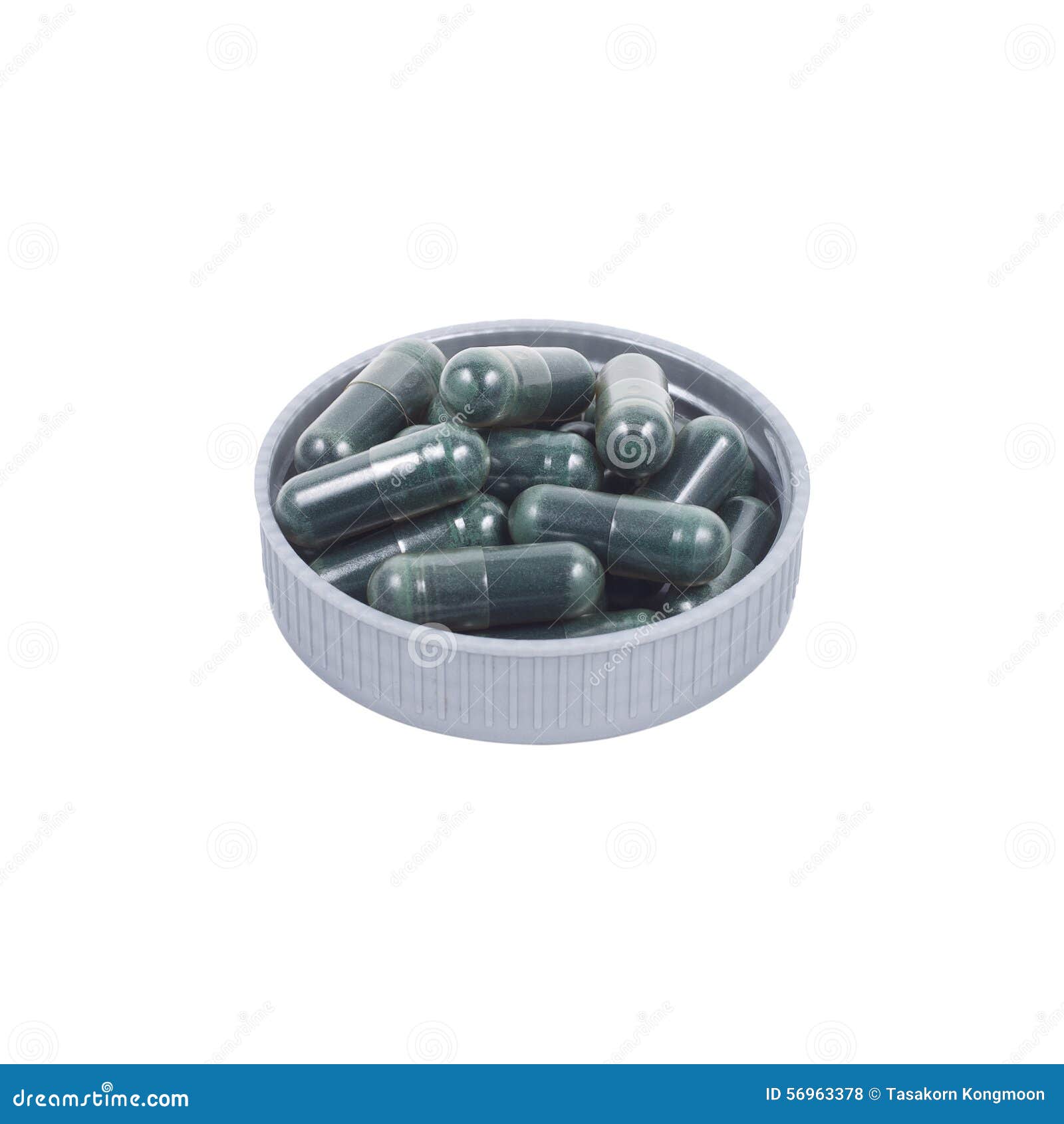 Capsules in Lid Isolated on White Stock Photo - Image of healthcare ...