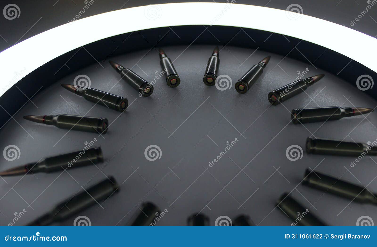 Capsules of Live Ammunition Lying in a Clock Face Shape in Ring of ...