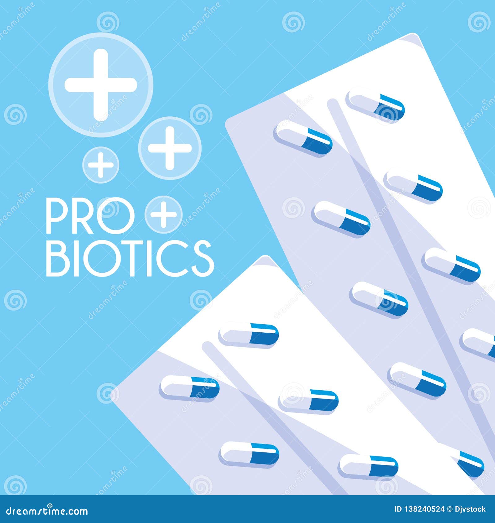 Probiotics In Capsules Vector Illustration On A White Background Stock ...