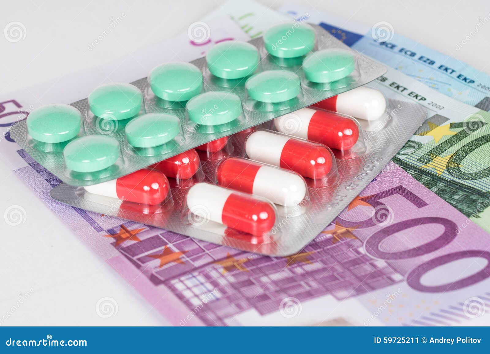 Capsules and Pills in Blister with Euro Banknotes Stock Image - Image ...