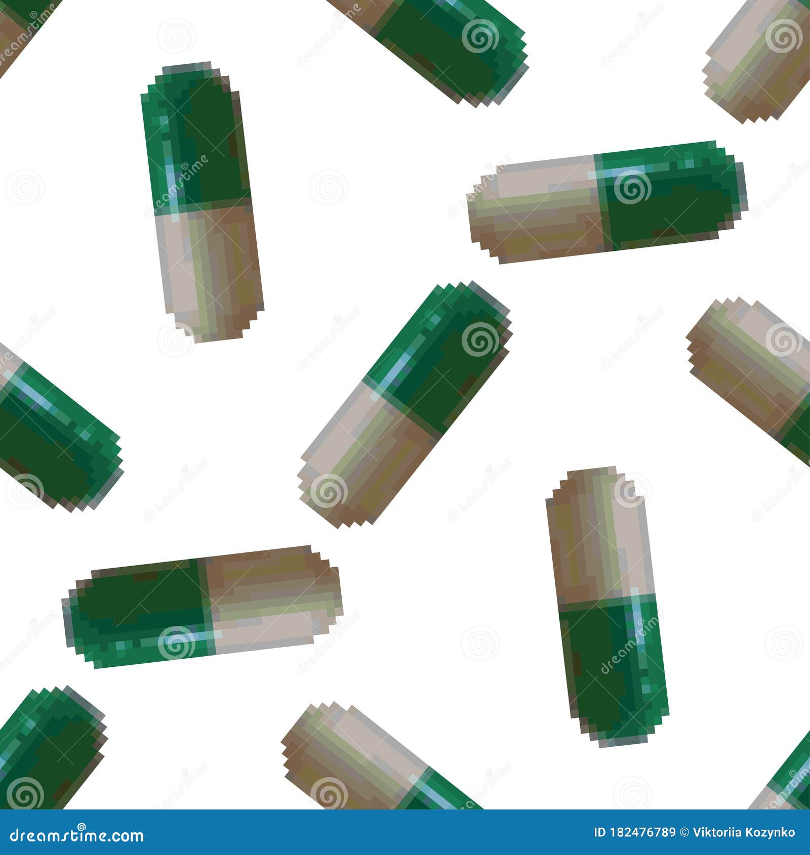 Capsules Seamless Pattern on a White Background. Pixel Graphics ...
