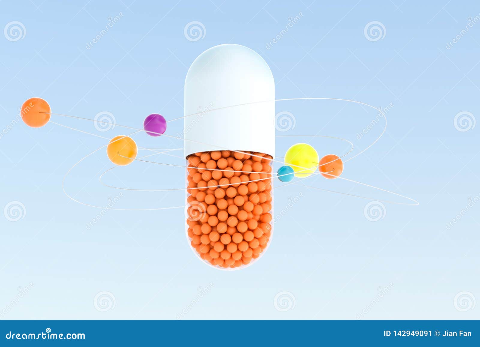Capsules with Spheres, 3d Rendering Stock Illustration - Illustration ...