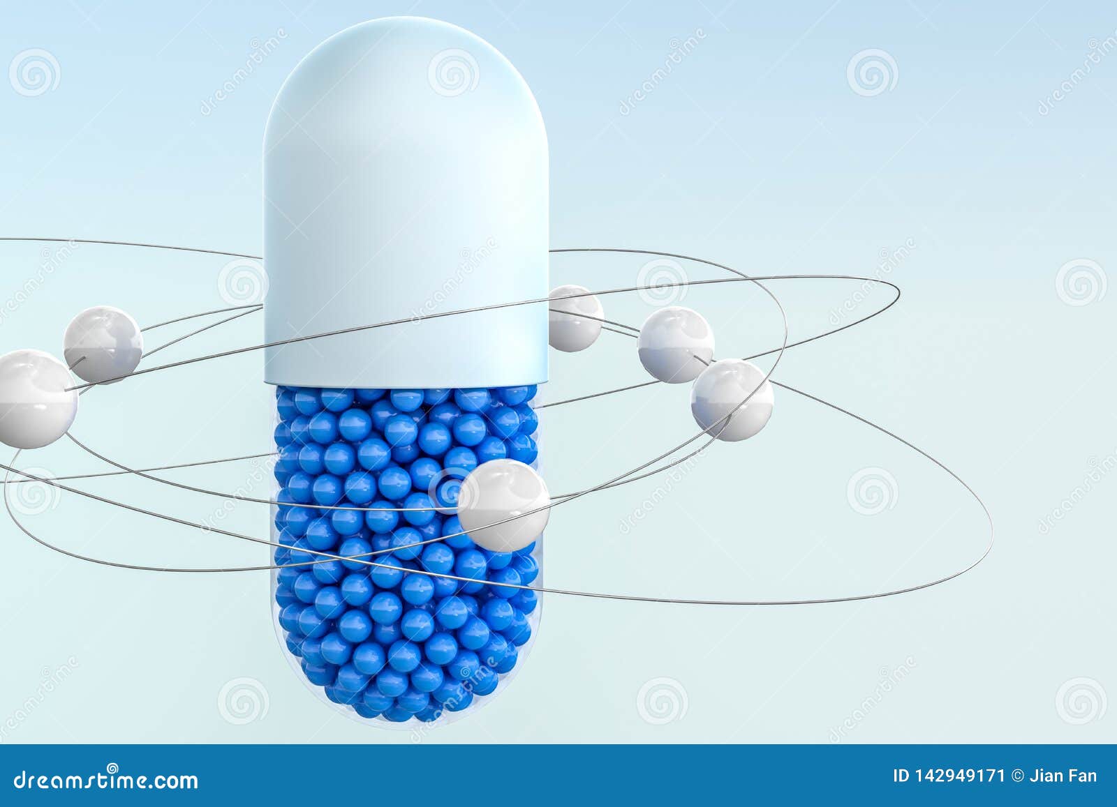 Capsules with Spheres, 3d Rendering Stock Illustration - Illustration ...